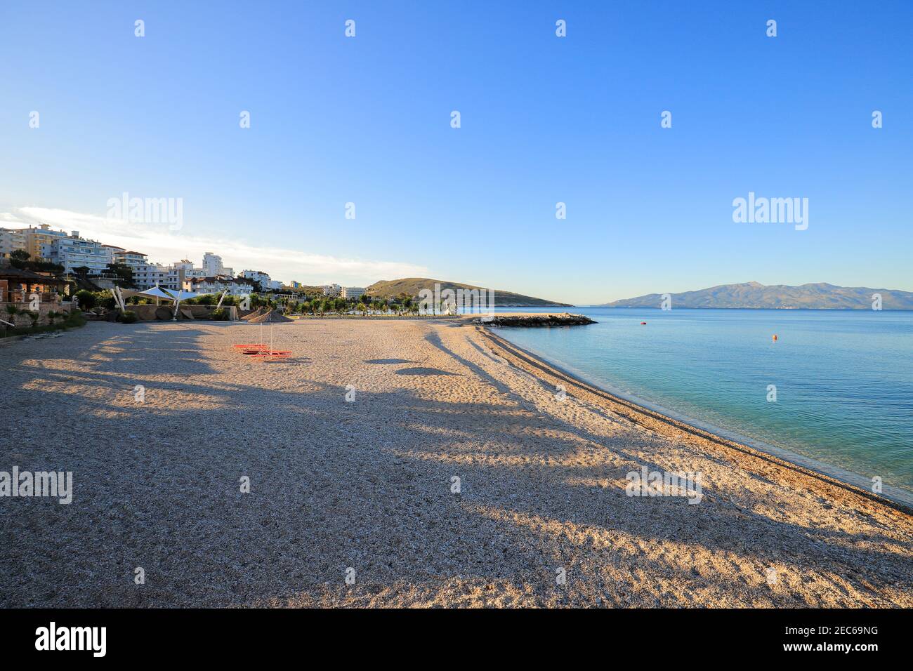 Mango beach with sea view in Saranda, Albania Stock Photo - Alamy