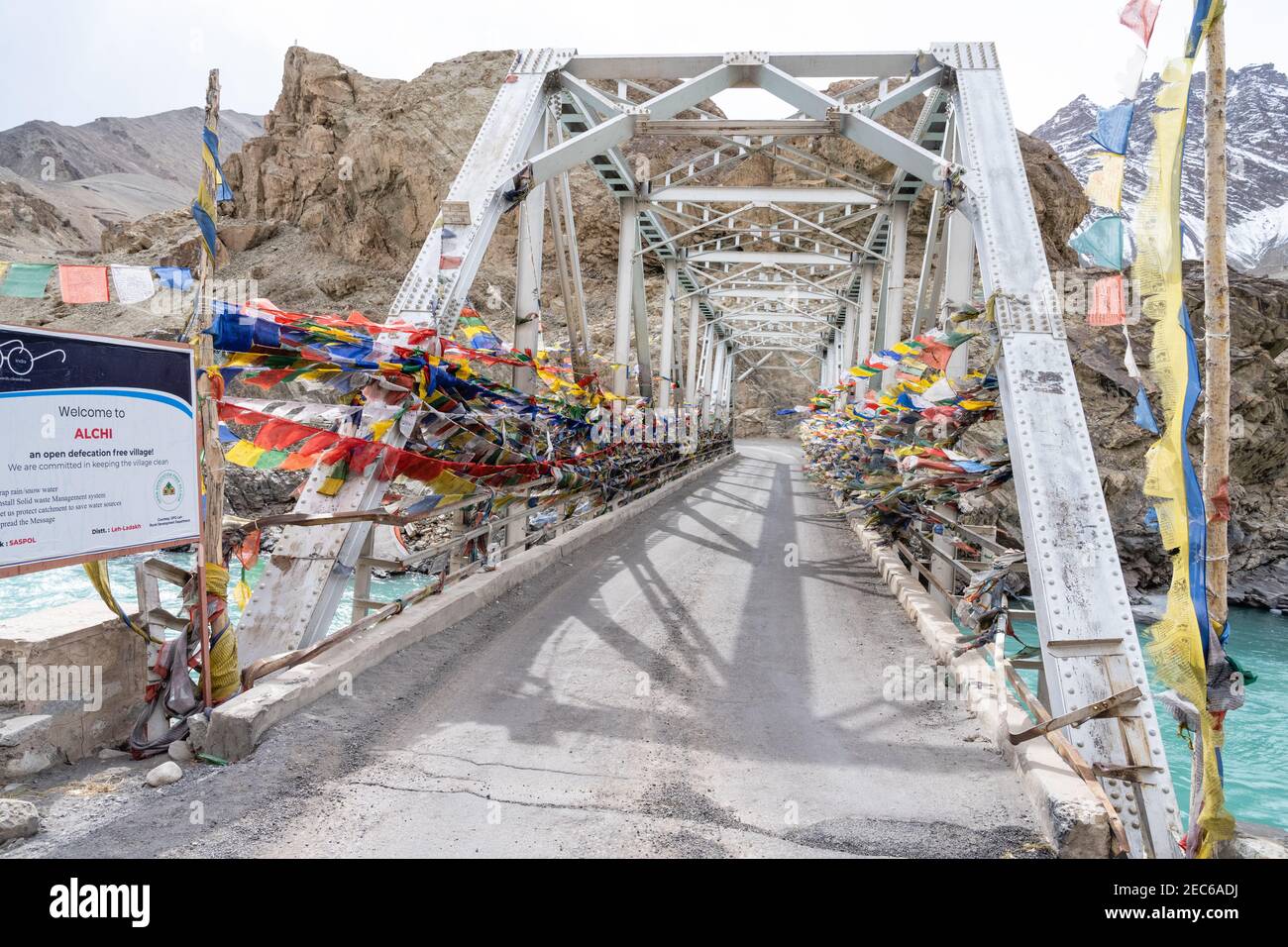 Bridge over Indus River near Alchi Monastery Stock Photo - Alamy