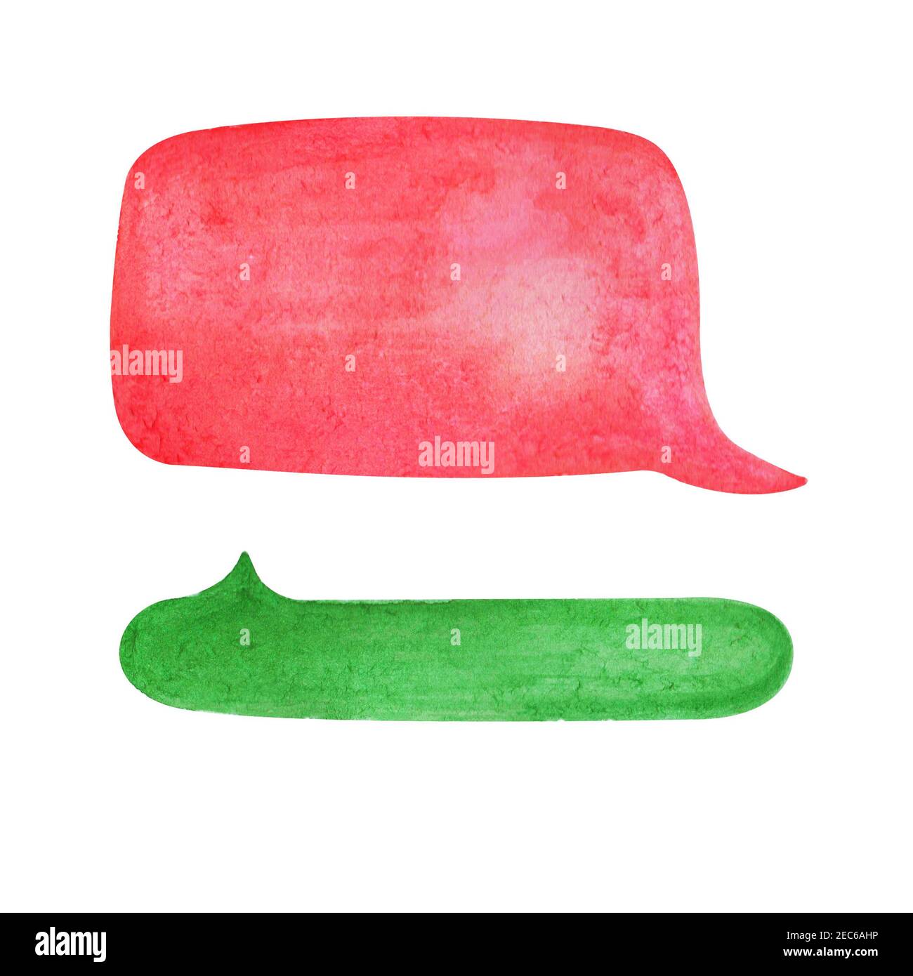 Watercolor speech bubble on white background. Vibrant green and red ...