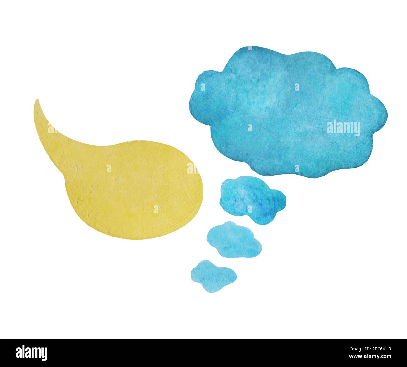 Watercolor speech bubble on white background. Yellow text bubble cloud ...