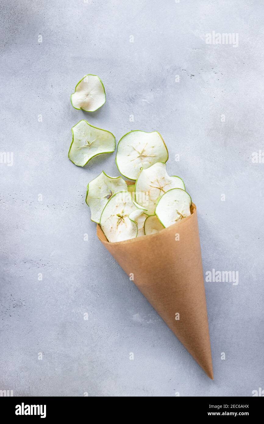 dried apple chips packaged in paper packaging Stock Photo - Alamy