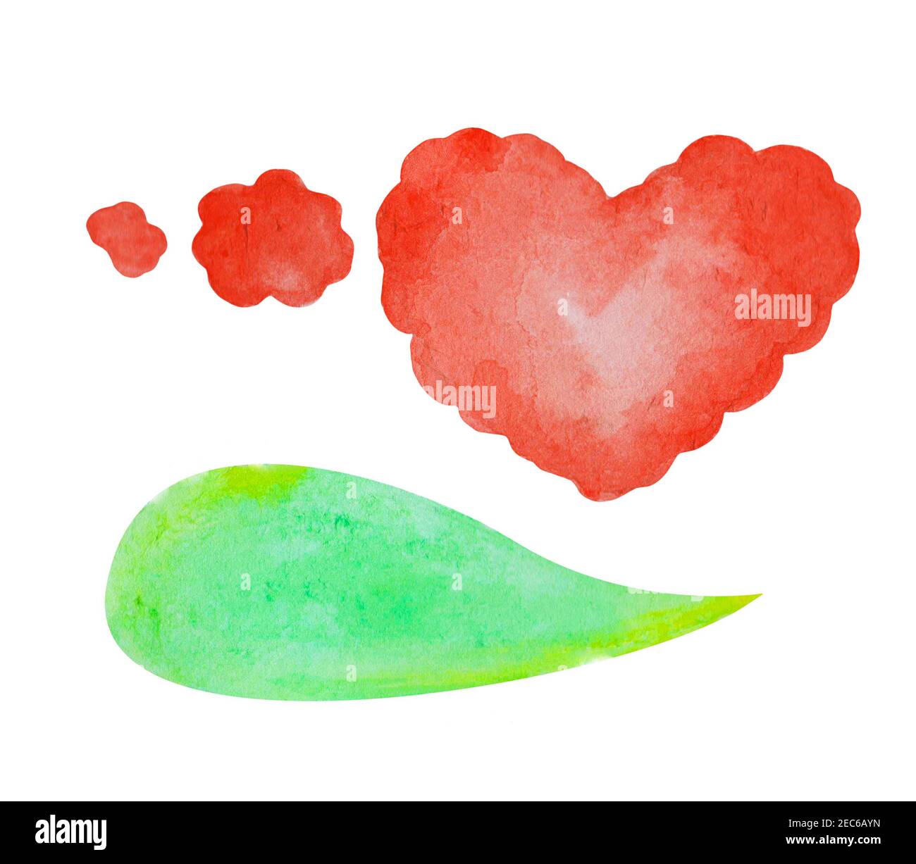 Watercolor speech bubble on white background. Green text bubble cloud ...