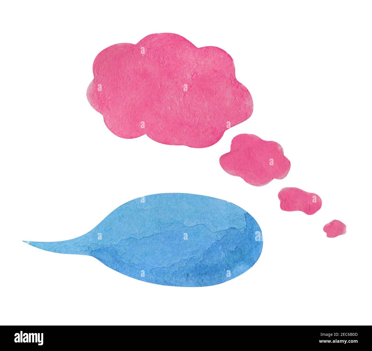 Watercolor speech bubble on white background. Blue text bubble cloud ...