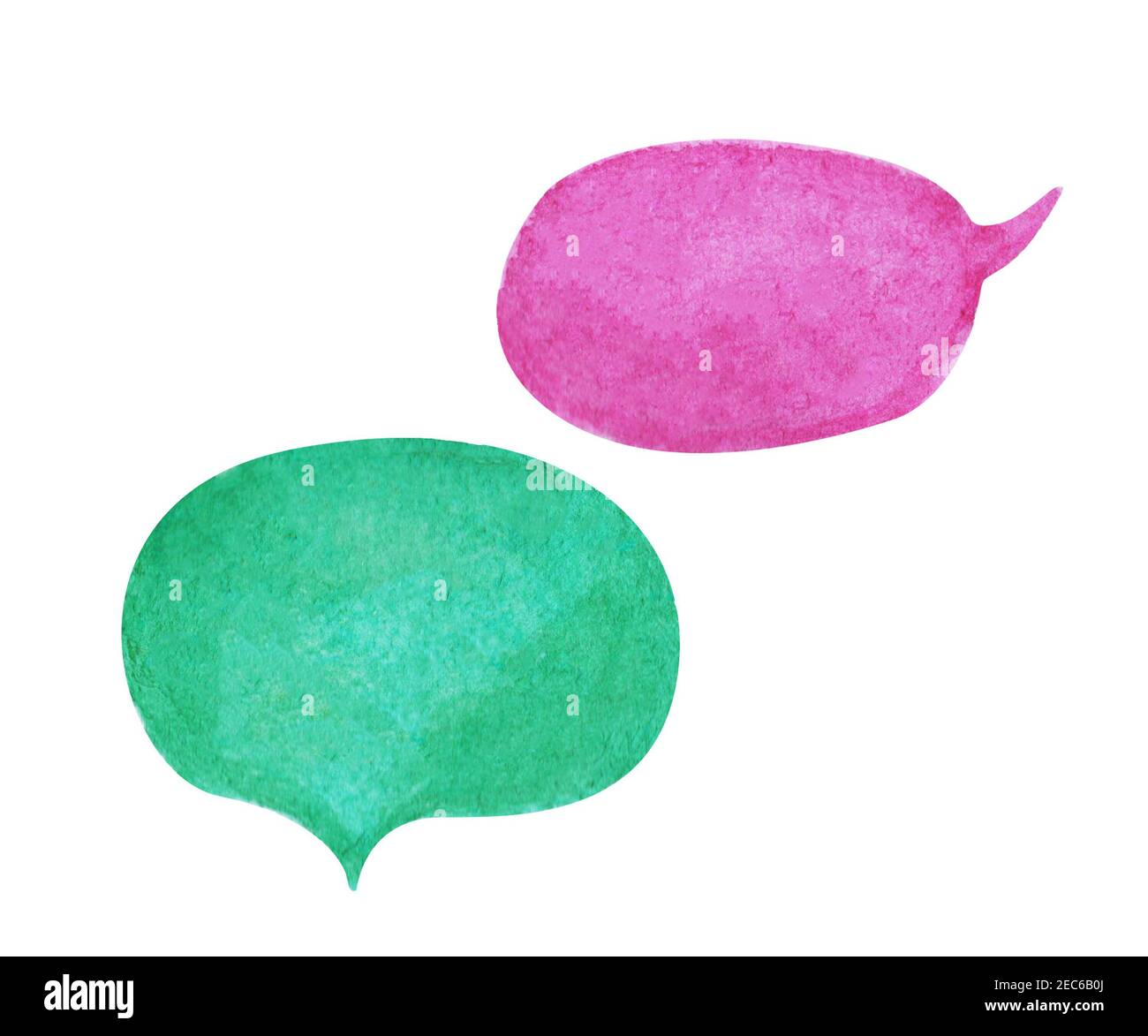 Watercolor speech bubble on white background. Violet and teal green ...