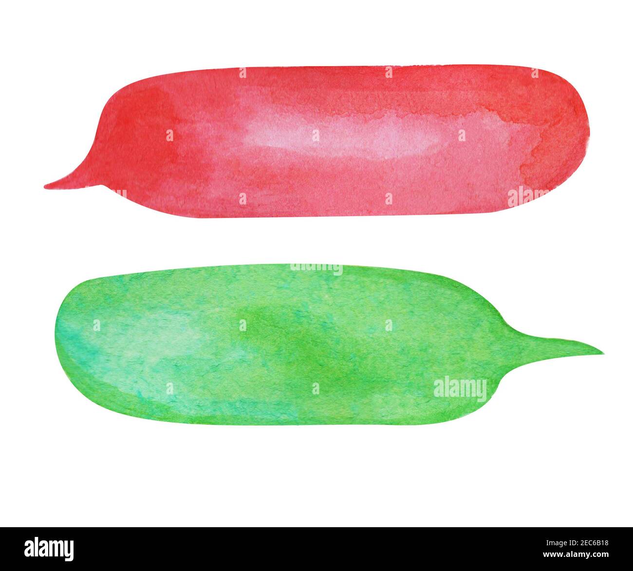 Watercolor speech bubble on white background. Red and green long text ...