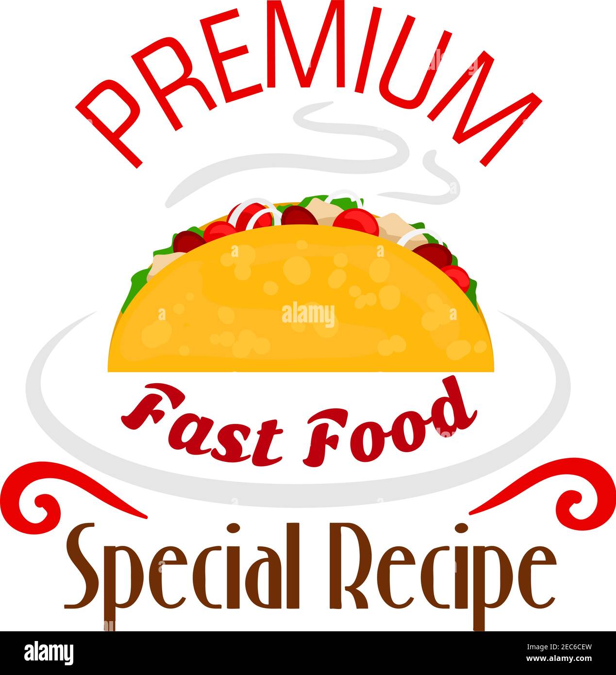 Tacos icon. Mexican fast food emblem for restaurant, eatery and menu ...