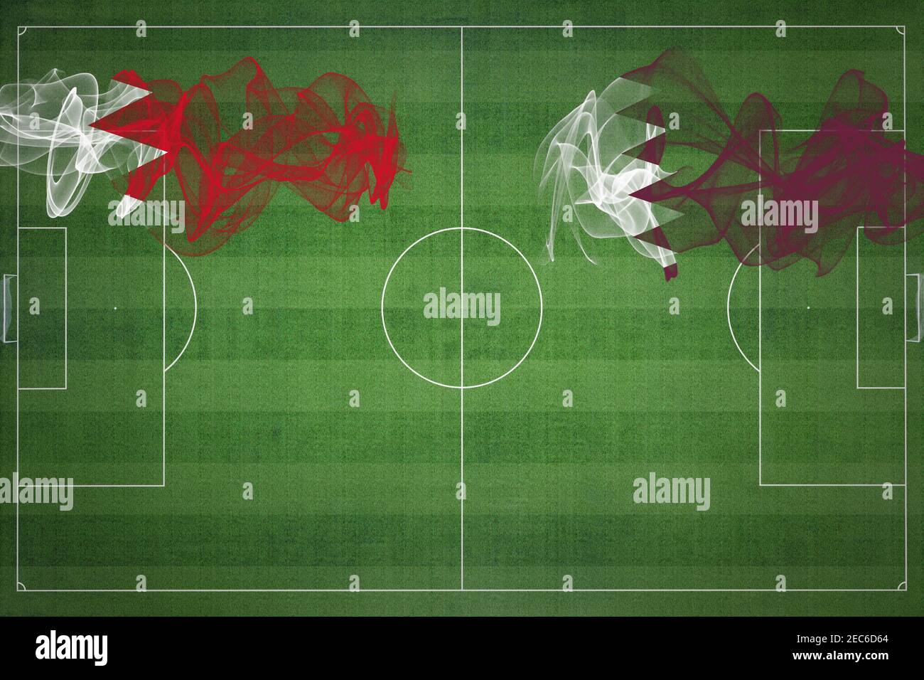 Bahrain vs Qatar Soccer Match, national colors, national flags, soccer ...