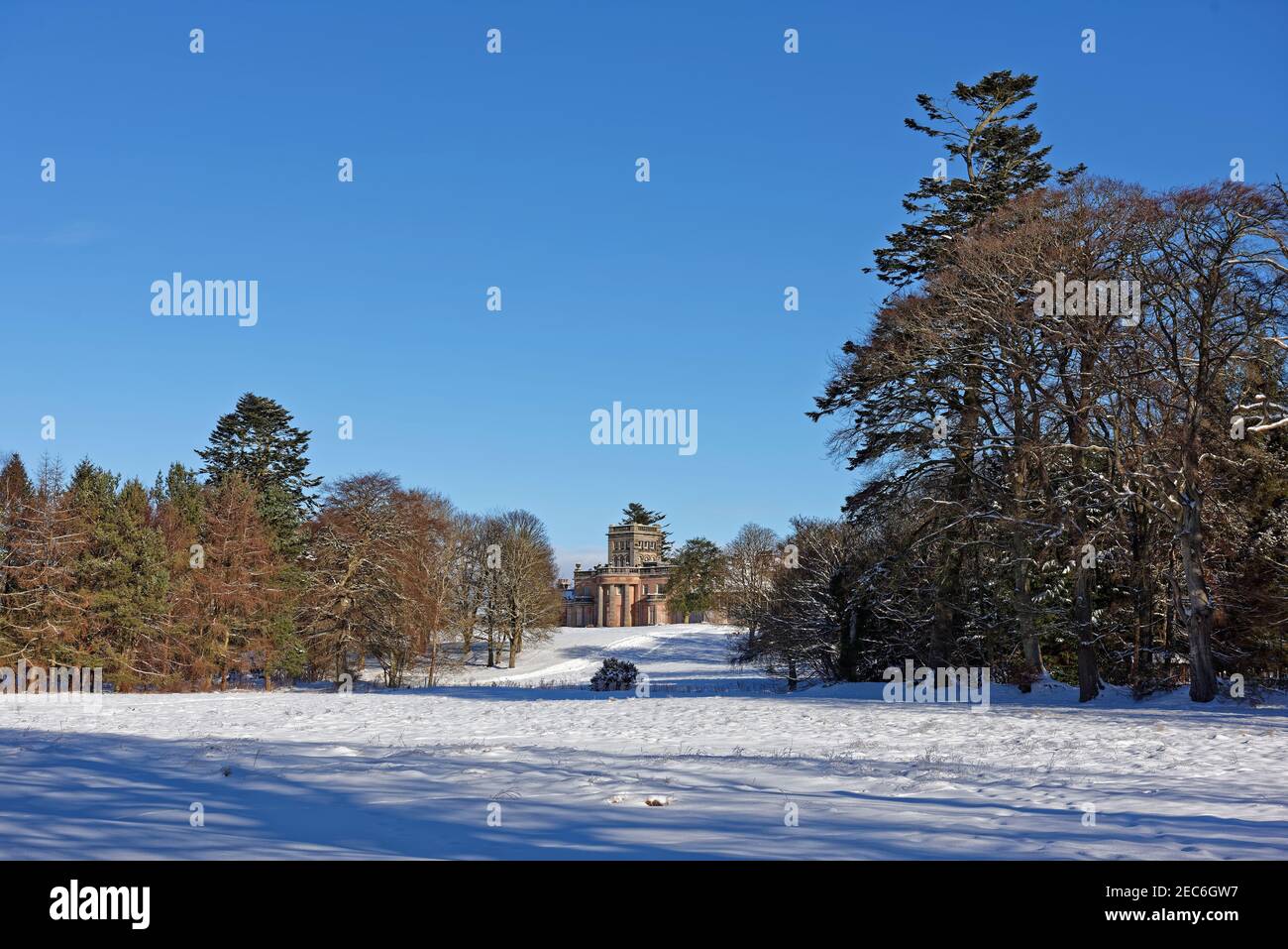 The ruins of the Letham Grange Mansion House, formerly a Hotel on an ...