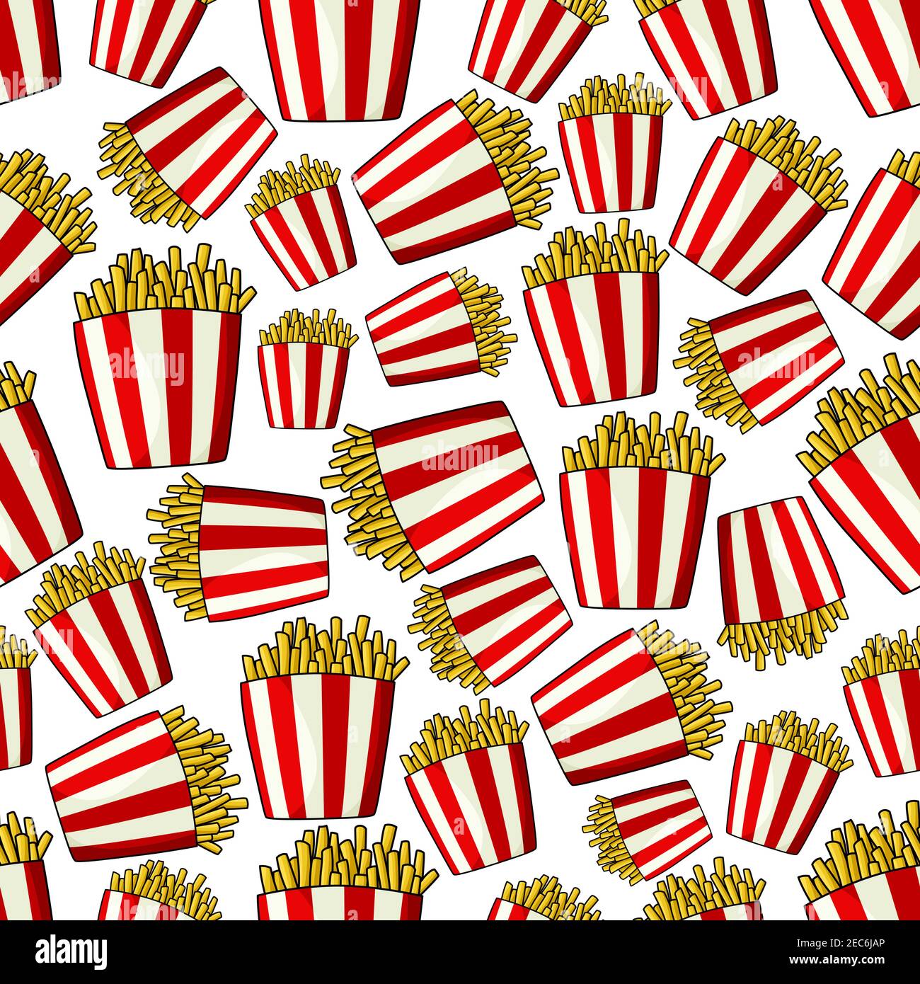 French fries seamless pattern wallpaper. Red and white striped paper ...
