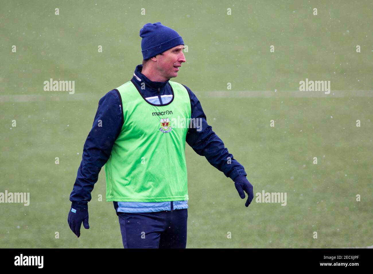 Penybont FC manager Rhys Griffiths during a training session at ...