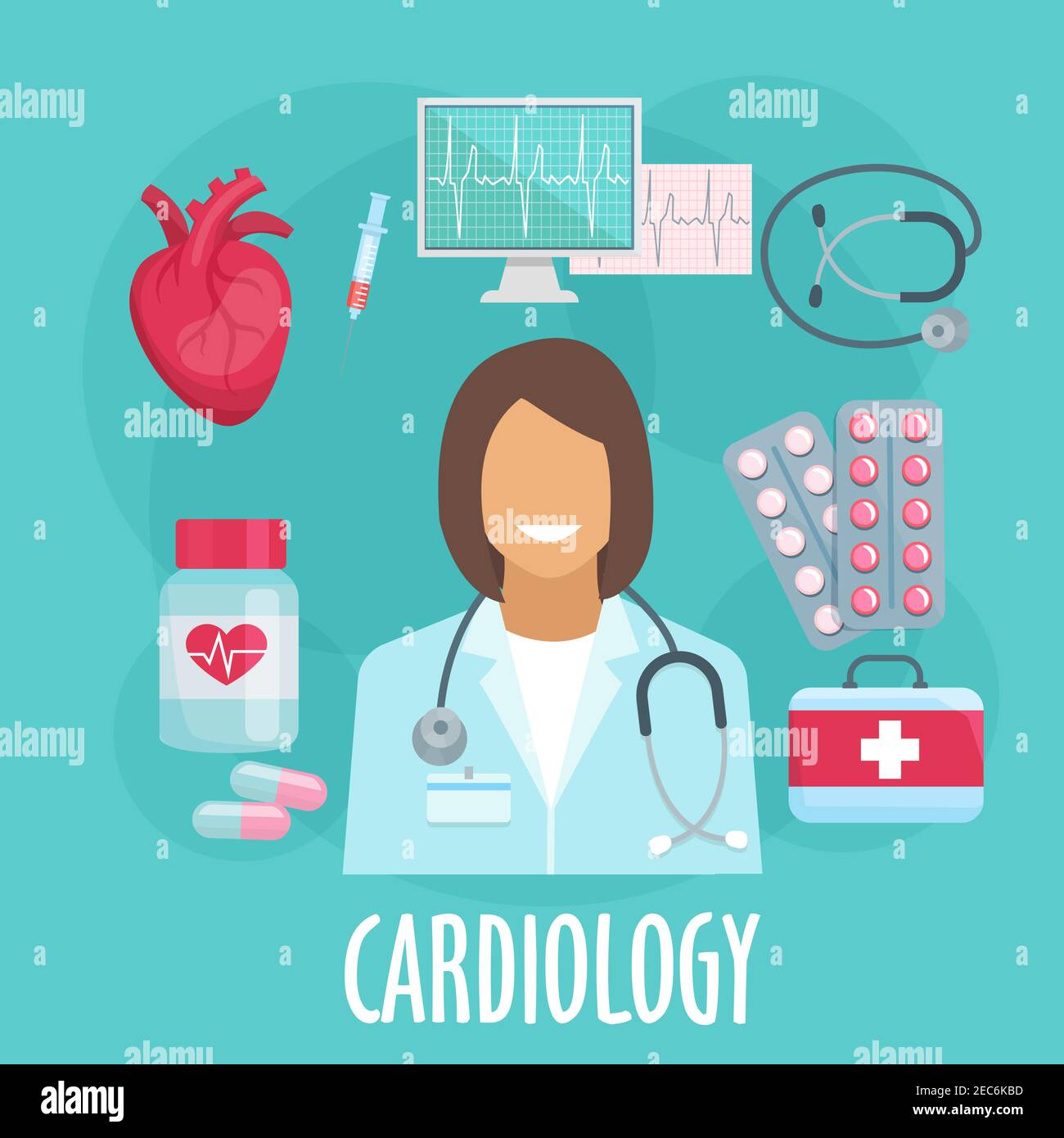 Stethoscope with ecg chart Stock Vector Images - Alamy