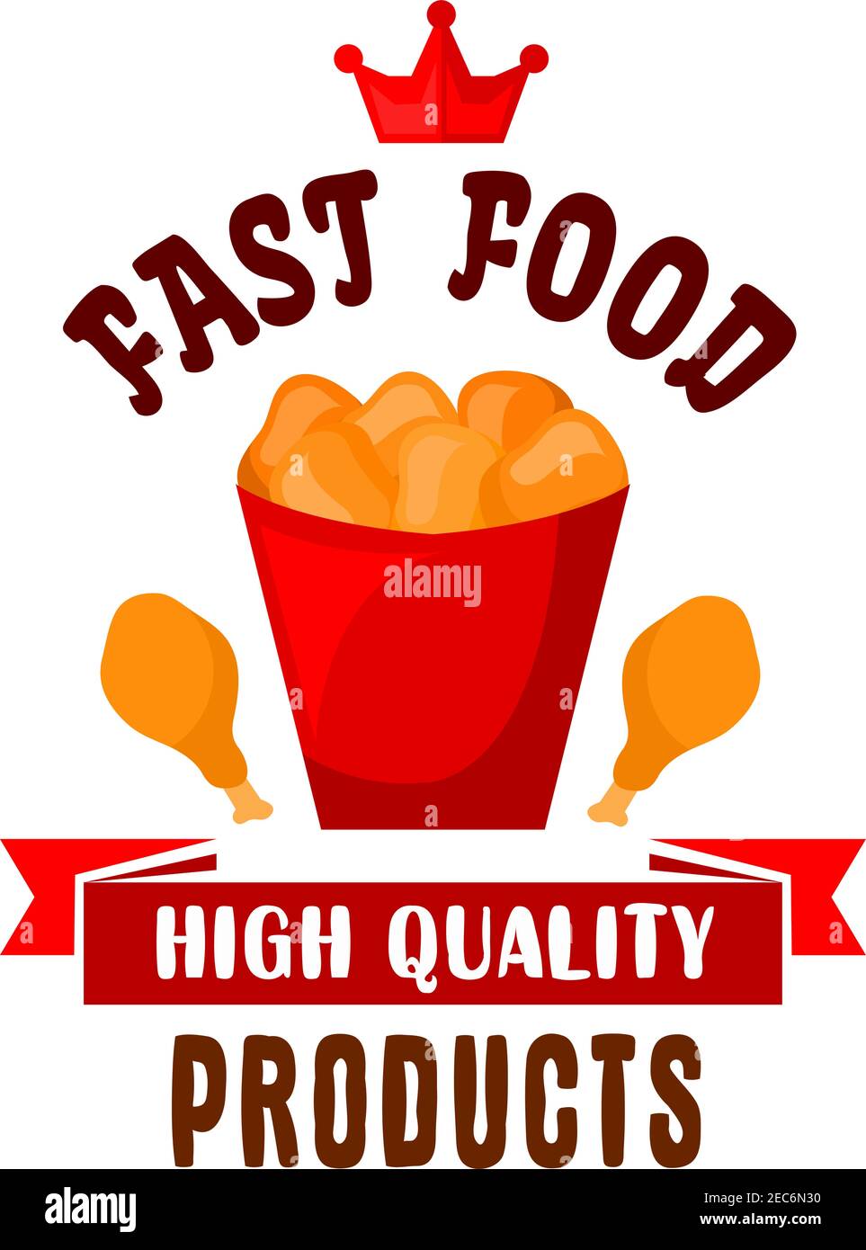 Takeaway bucket of fried chicken legs symbol for fast food delivery or ...