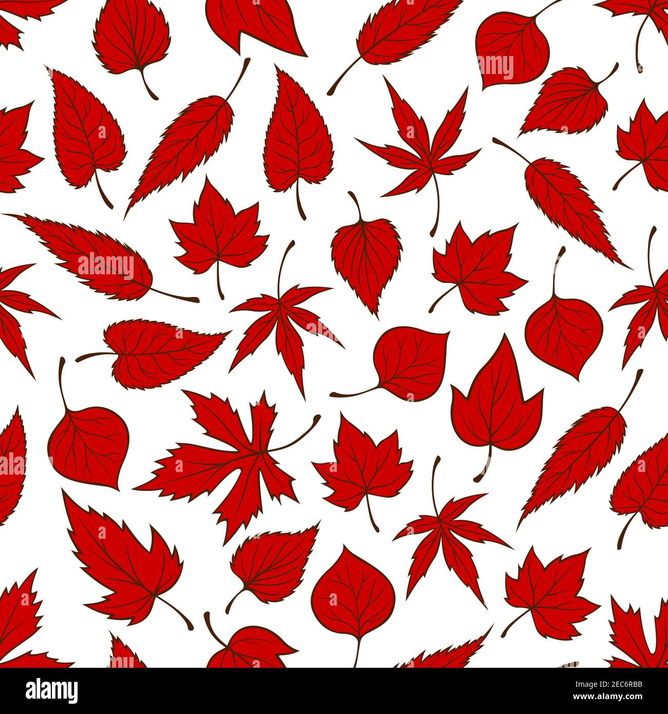 Red falling leaves seamless pattern background. Autumn foliage ...