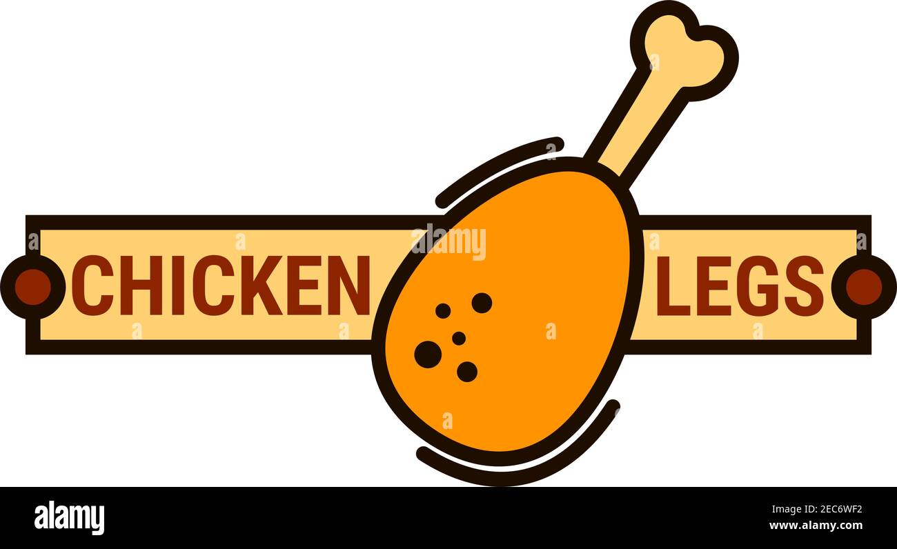 Fried chicken fast food restaurant symbol of buttered chicken leg with ...