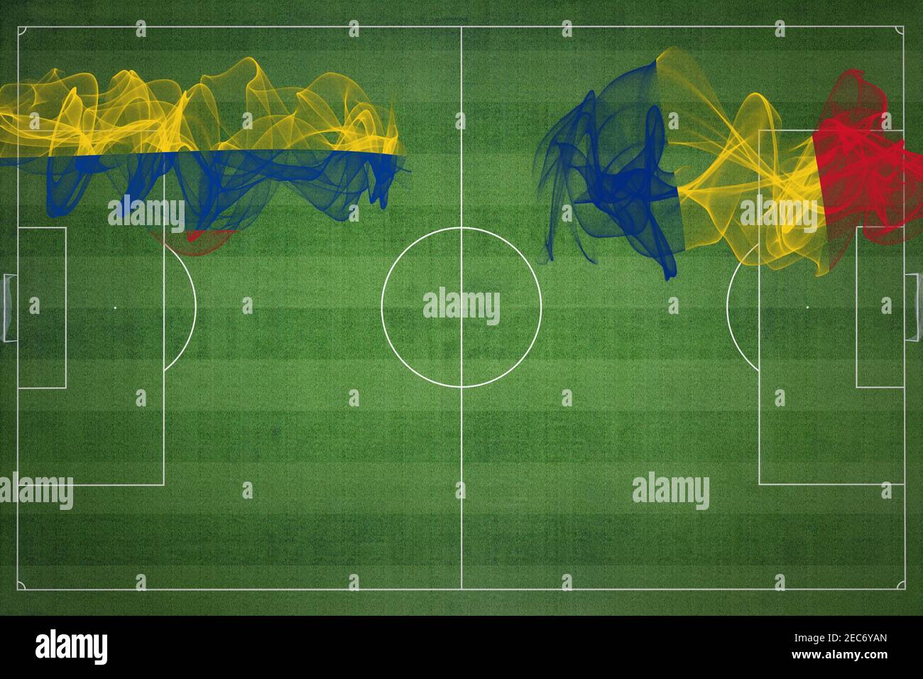 Colombia vs Romania Soccer Match, national colors, national flags ...