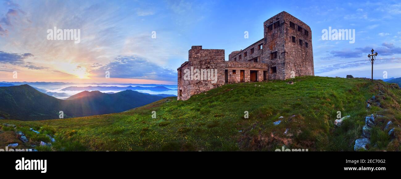 Summer Pip Ivan mountain top with fortress - observatory ruins ...