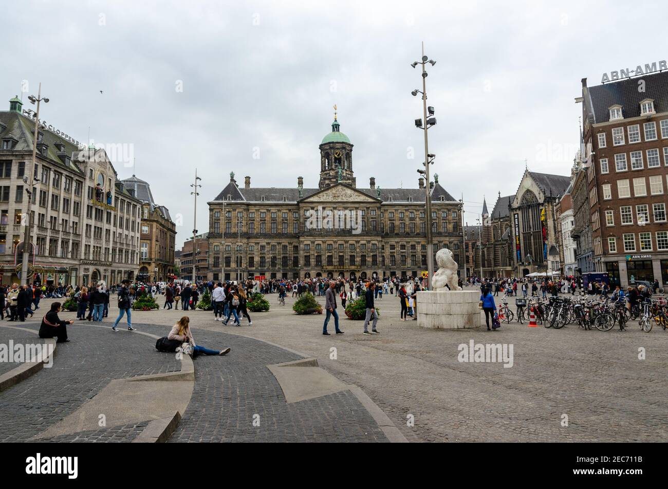 Dam square and royal palace in Amsterdam, the capital of the ...