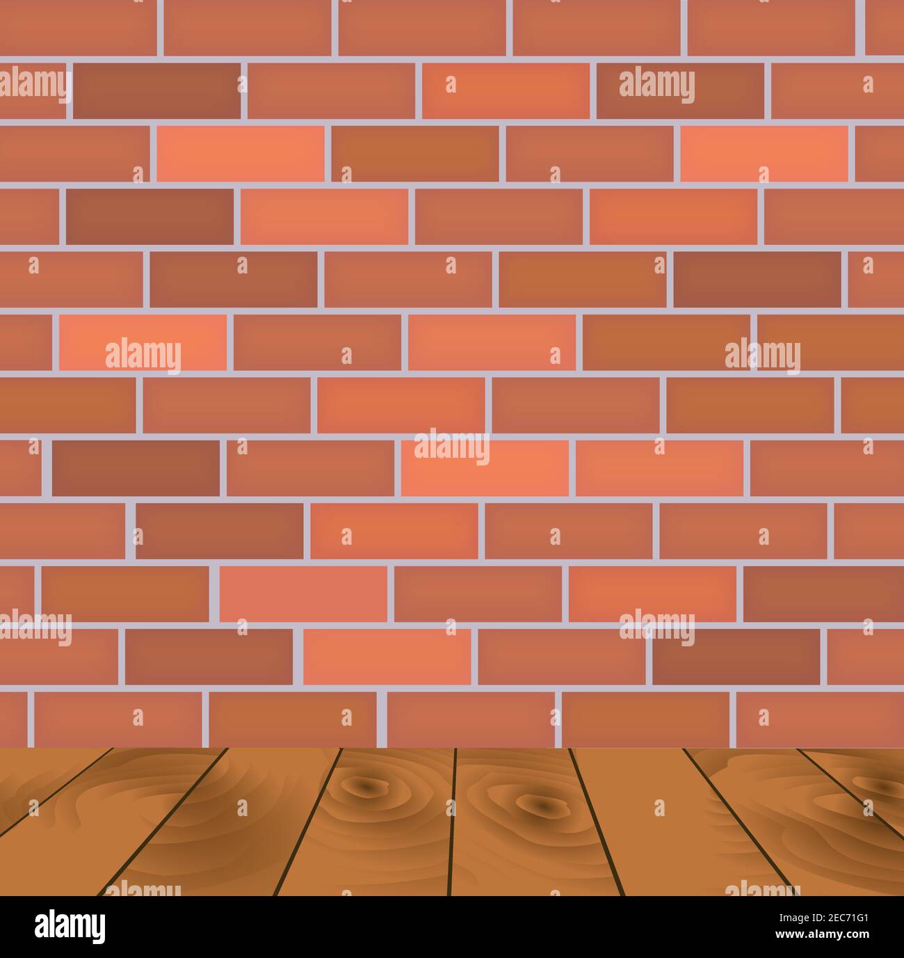Brick wall and wooden floor, vector illustration Stock Vector Image ...