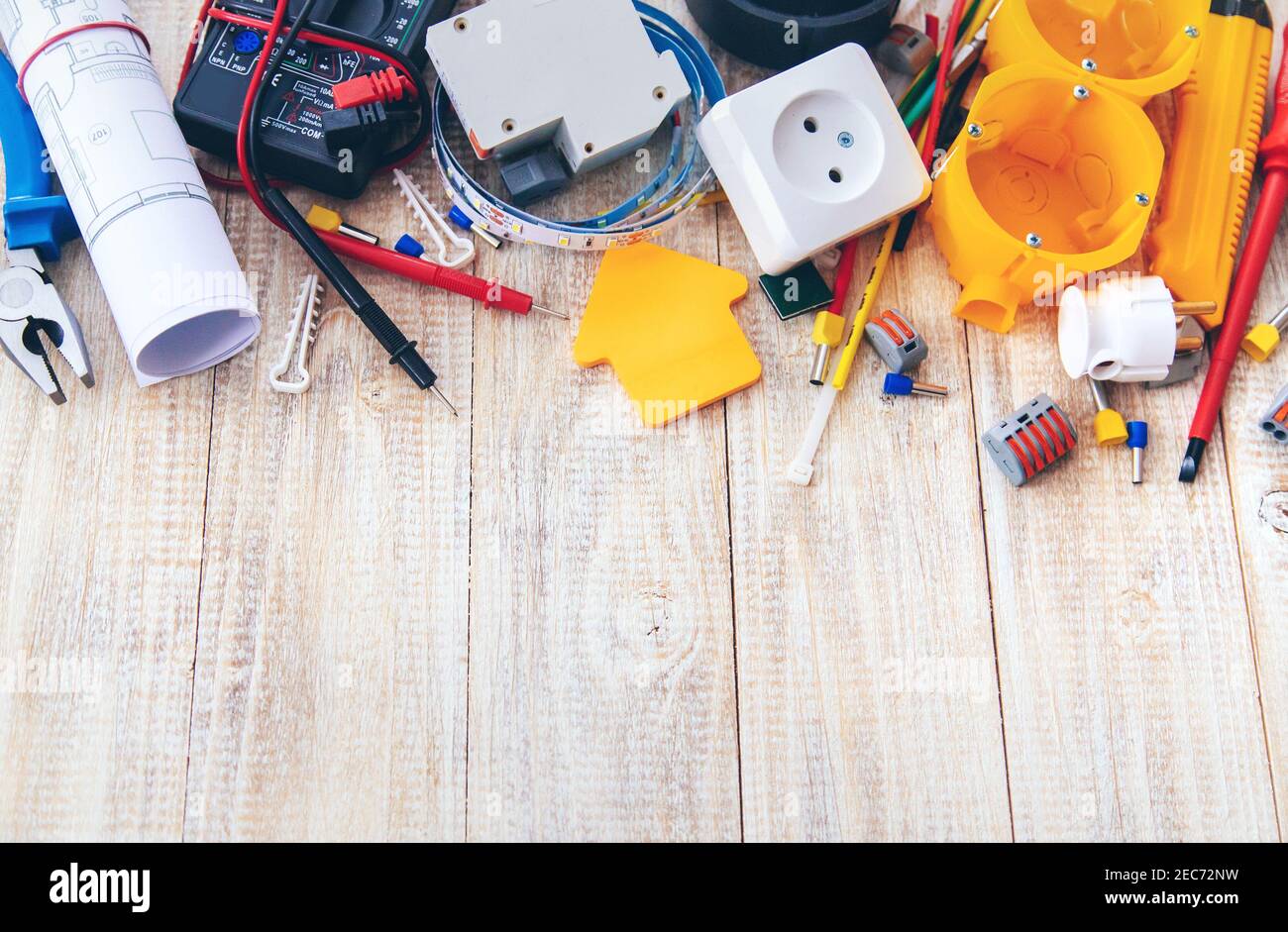 Electrical repair tools in the house. Selective focus. plan Stock Photo ...
