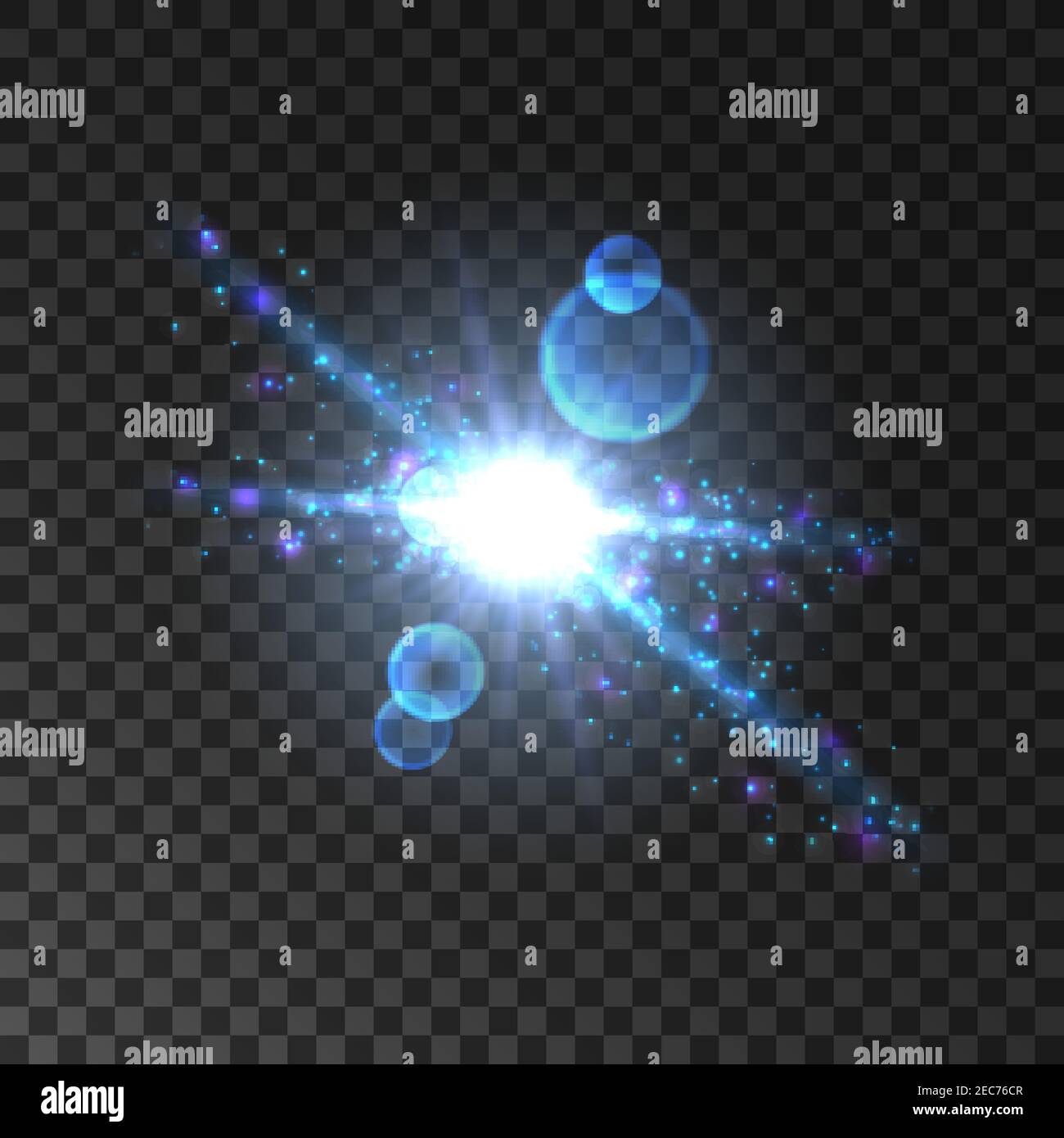 Glowing light flash. Sparkling star with lens flare effect. Sun shining ...