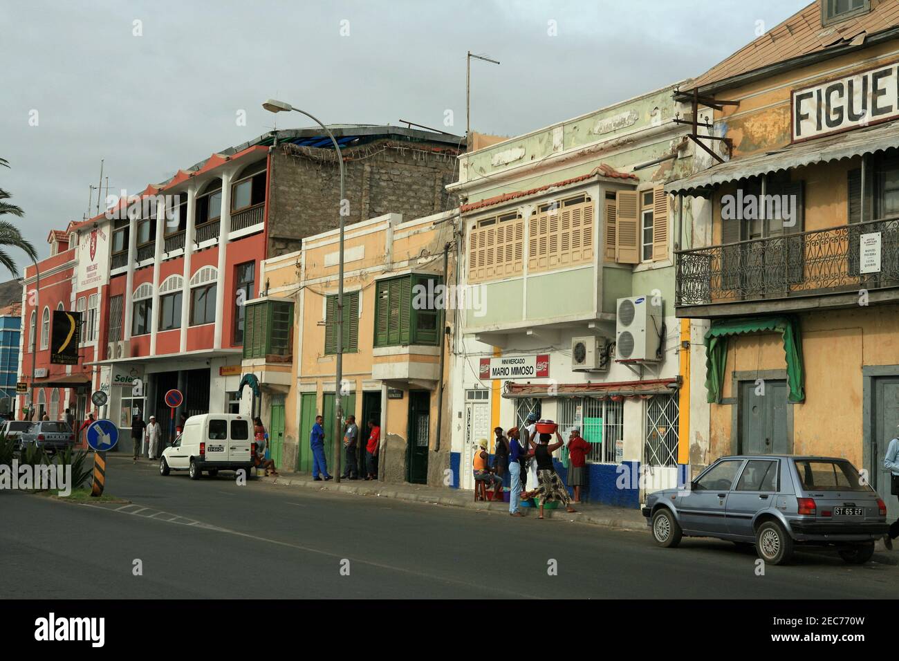 Street view of Mindelo Stock Photo - Alamy