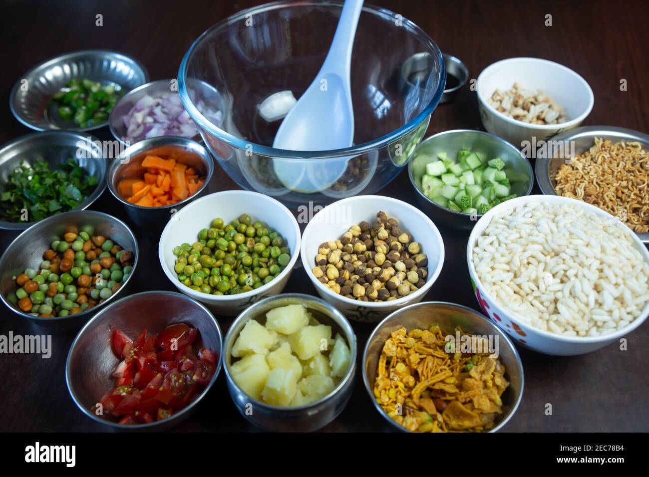 Chatpate - Vegetables with Rice Puffs snack is a popular street food in ...