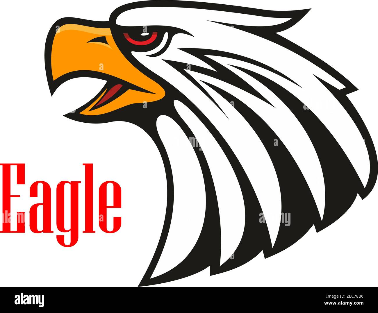 Eagle emblem. Vector icon of harsh crying hawk with open beak. Falcon ...
