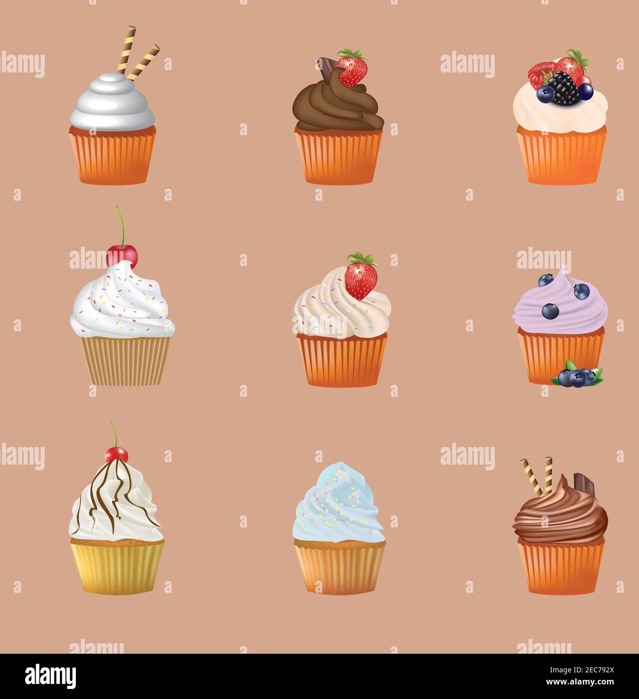 Cupcakes set. vector illustration Stock Vector Image & Art - Alamy