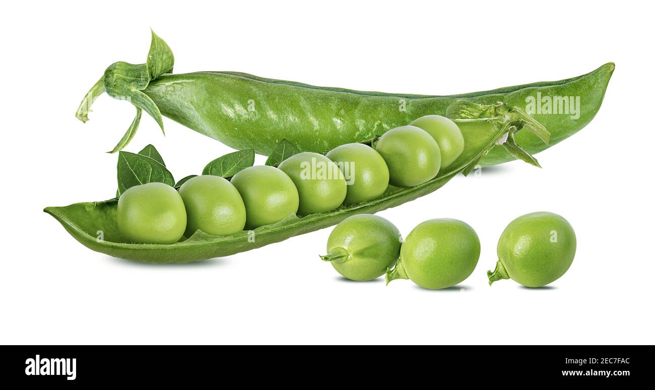 Green peas isolated on white background Stock Photo - Alamy