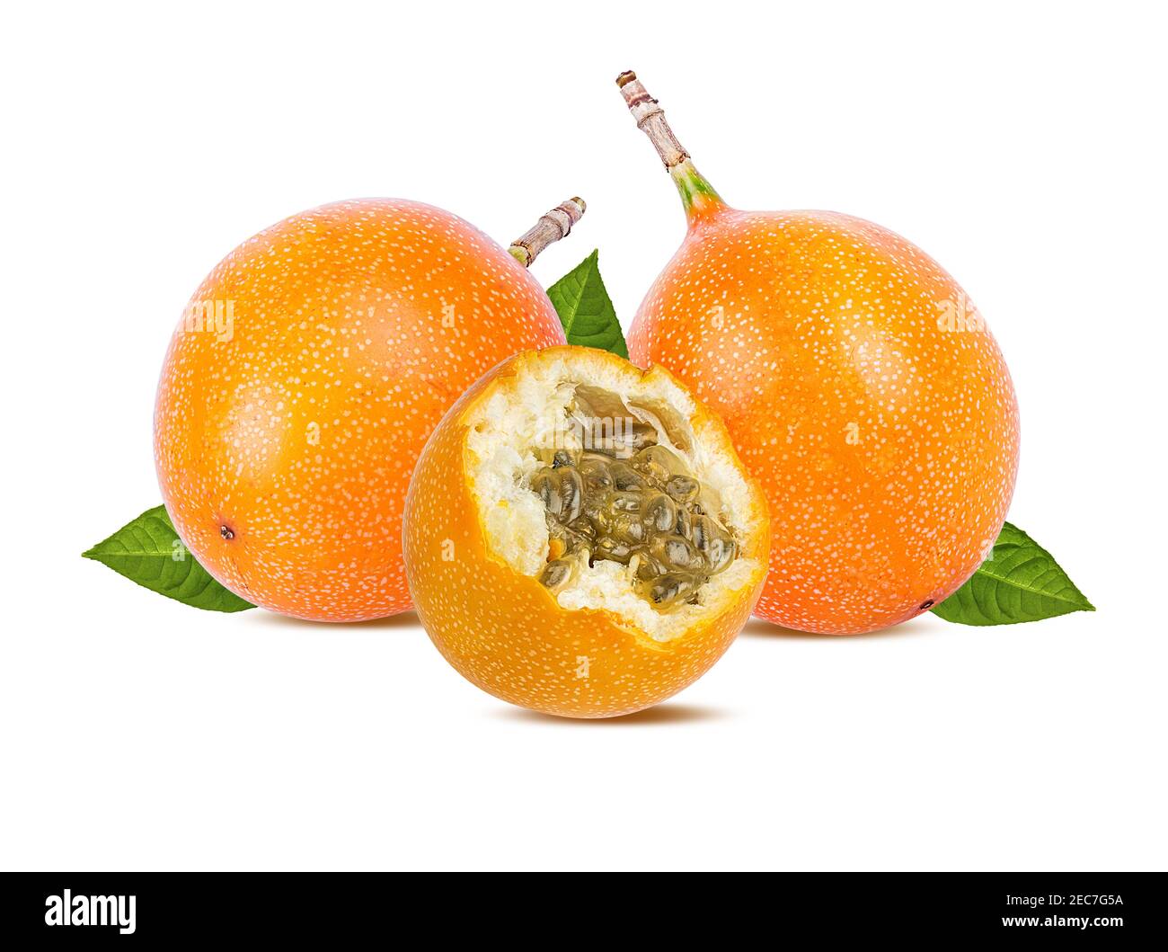 Granadilla or yellow passion fruit isolated on white background Stock ...