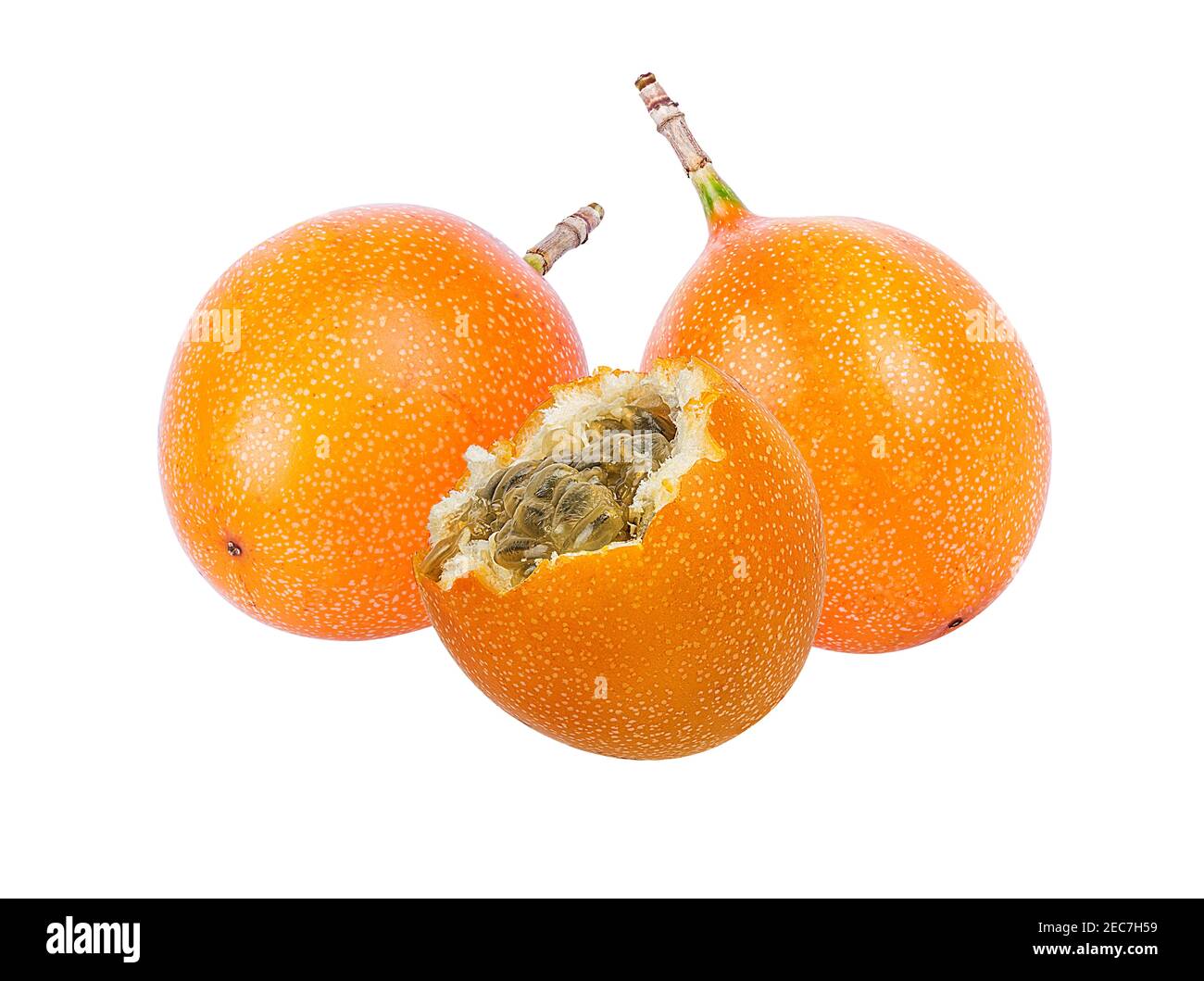 Granadilla or yellow passion fruit isolated on white background Stock ...