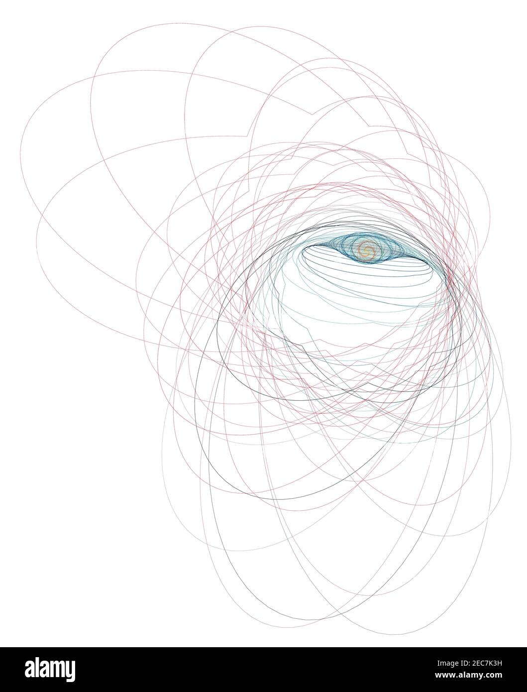 Overlapping lines and curves that make up geometric compositions ...