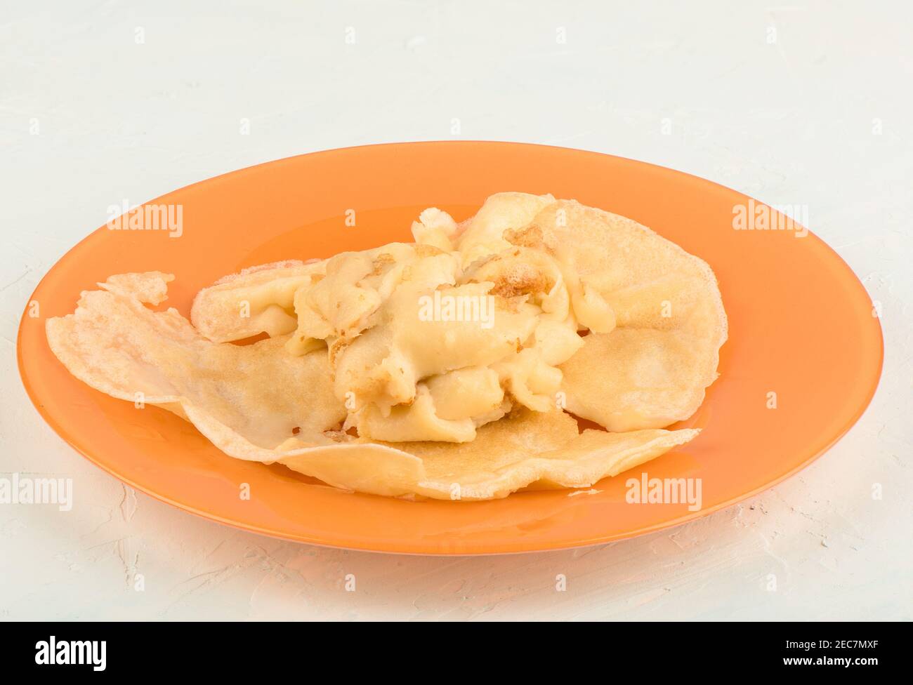 The first pancake didn't work out. Lump from the first pancake. Close ...