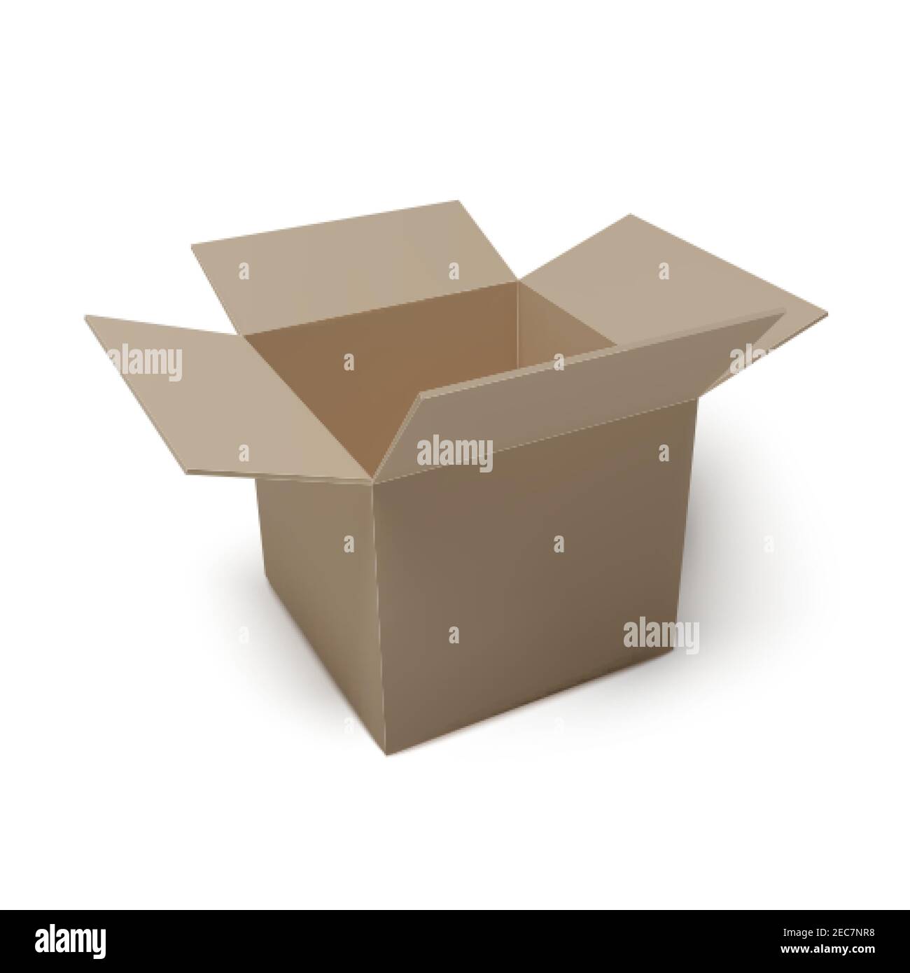 Open isometric box isolated on white. Empty paper parcel. Realistic ...