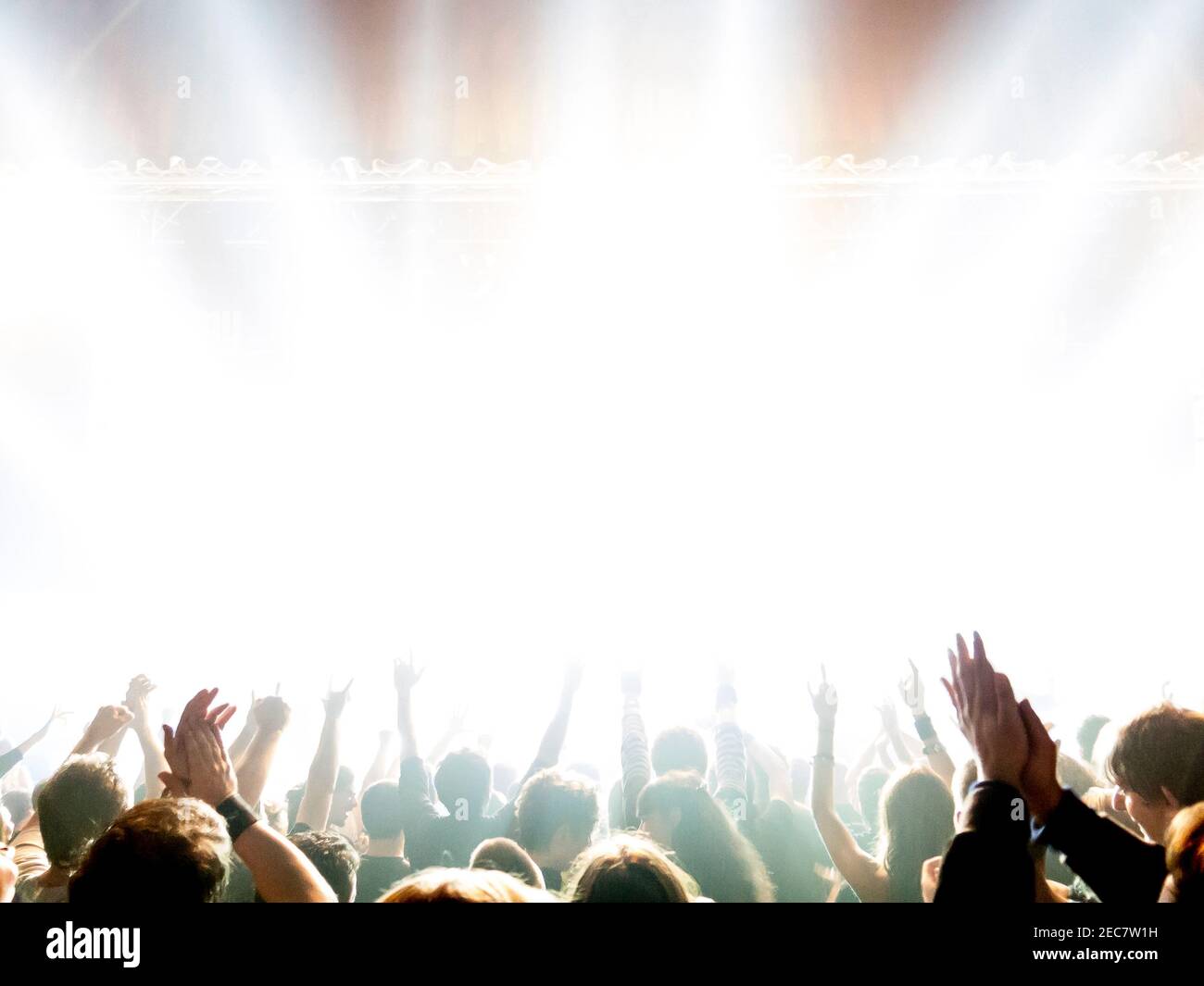Front view of a concert stage shot in the middle of a music festival ...