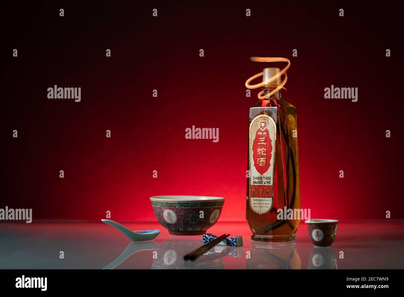 A bottle of Chinese Three Snakes Wine Stock Photo - Alamy