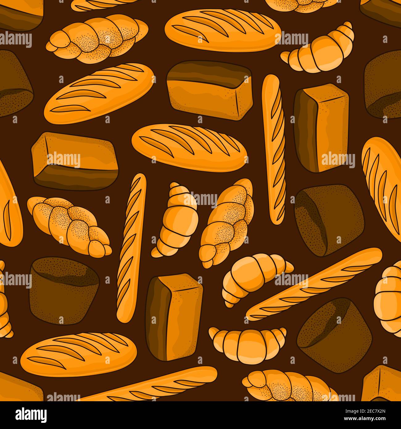 Bread seamless background. Wallpaper with bakery pattern vector icons ...