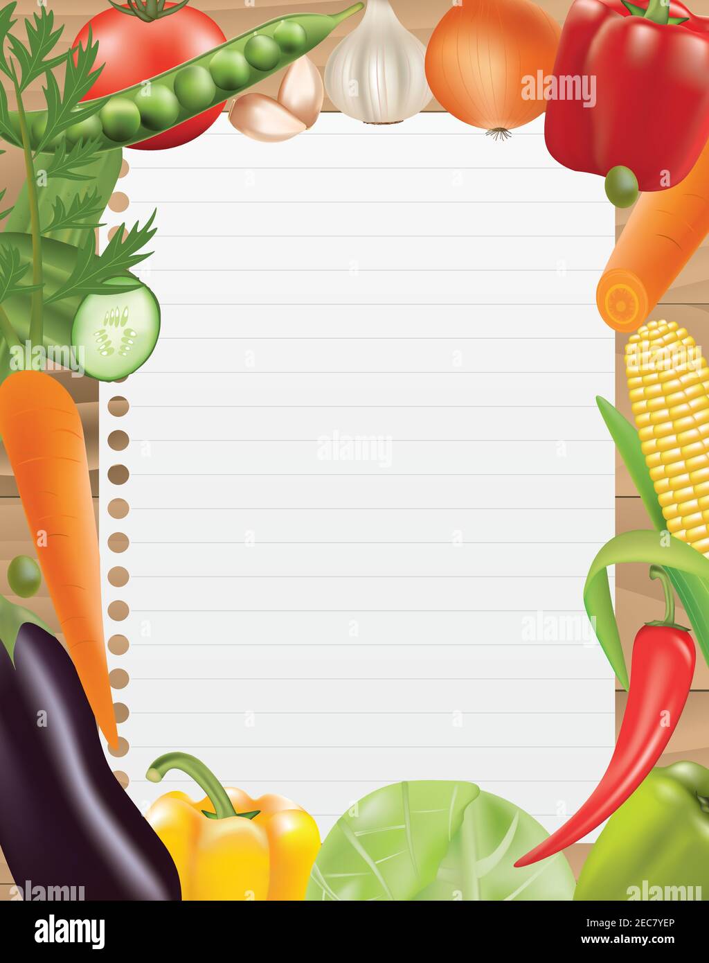 Paper sheet with vegetables. vector illustration Stock Vector Image ...