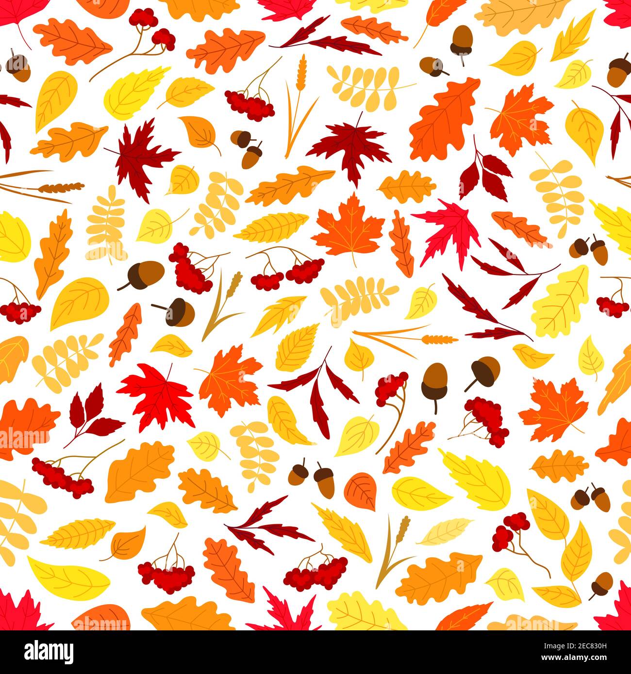 Autumn background with seamless pattern of orange, red and yellow ...