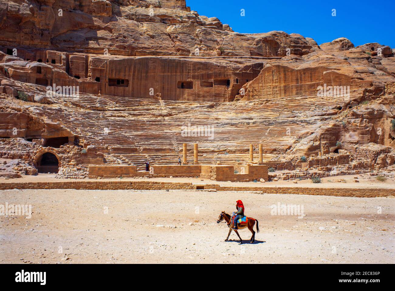 Roman Theater in the ruins of Petra, Jordan. Carved Amphitheater ...