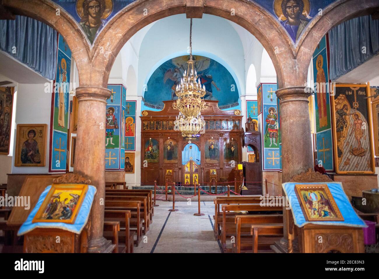 Inside the Church of St George, Madaba, Jordan. Map Mosaic, Greek ...