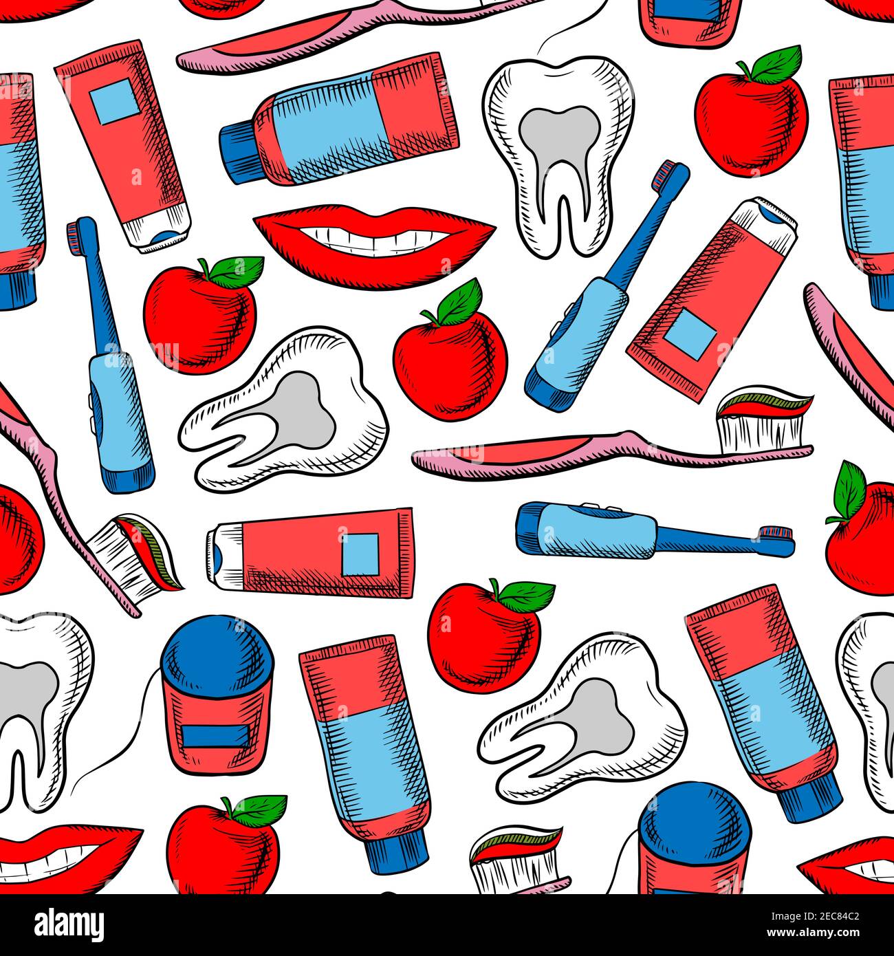 Dental health and dentistry pattern with seamless background of healthy ...