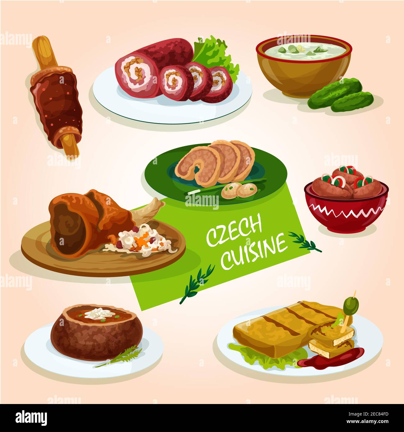 Bread roll cheese cucumber Stock Vector Images - Alamy