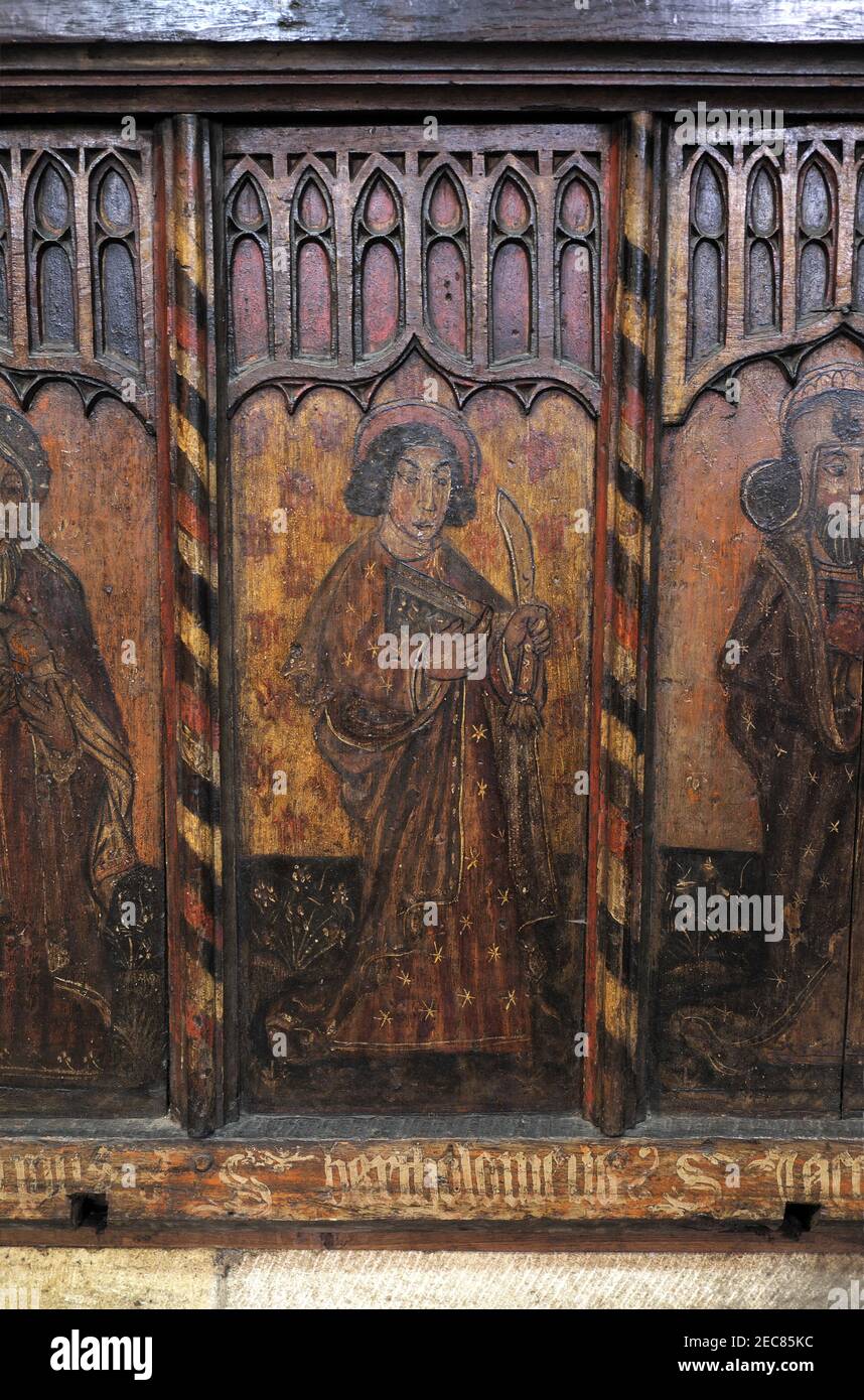 Medieval screen painting of an armed saint, Hexham Abbey, Hexham ...