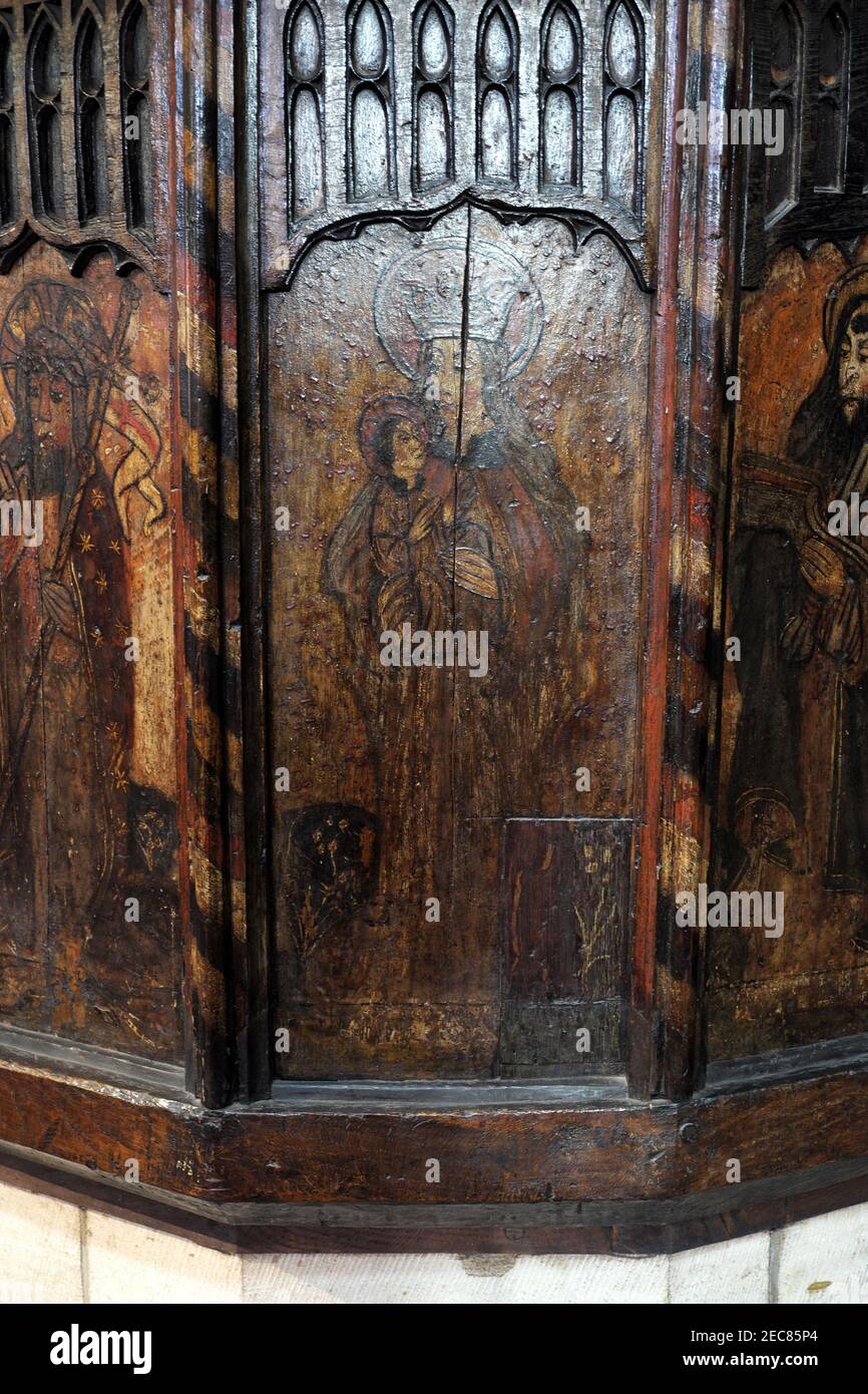 Medieval screen painting of Virgin and Child, Hexham Abbey, Hexham ...