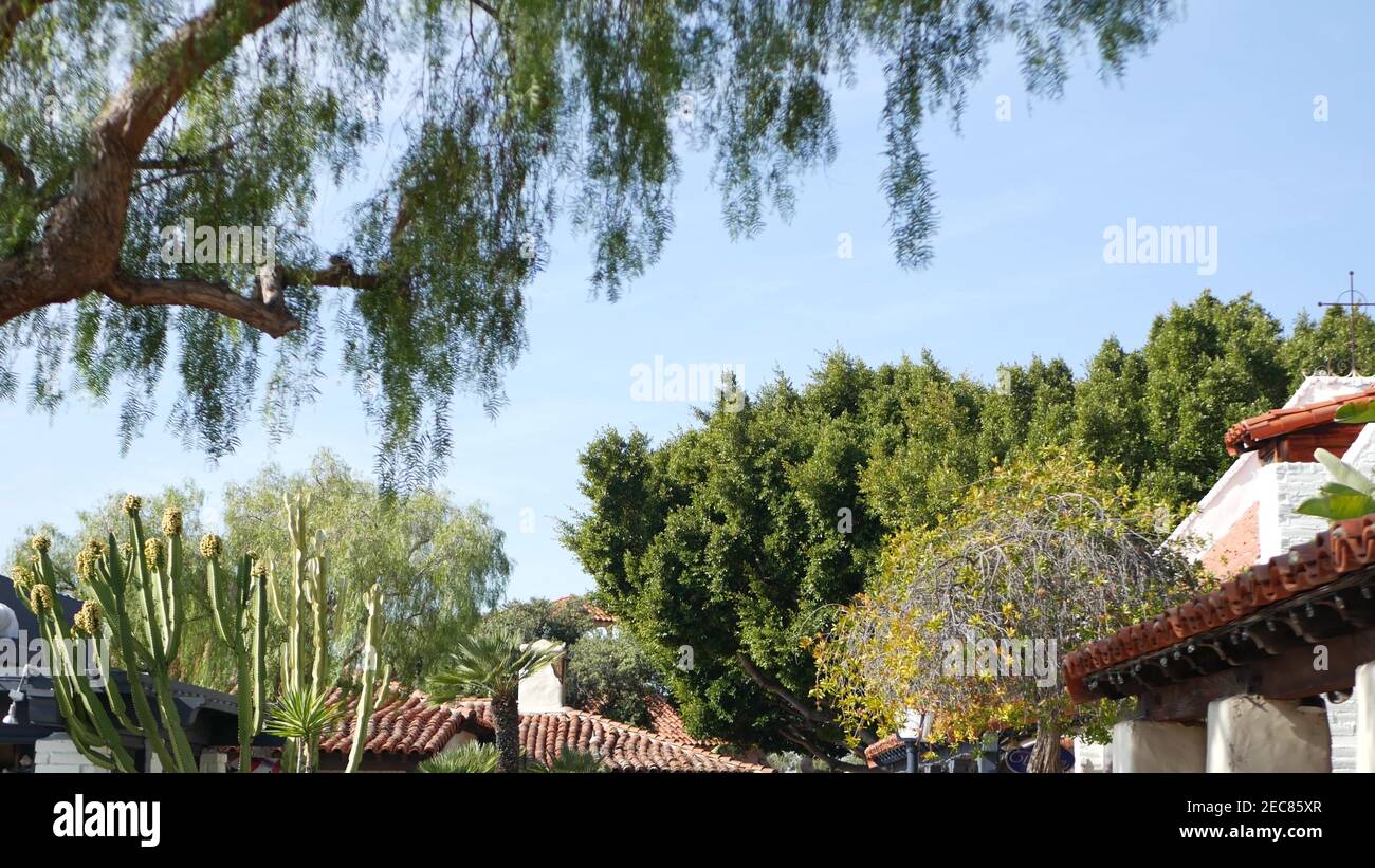 Mexican colonial style suburban, hispanic house exterior, green lush ...