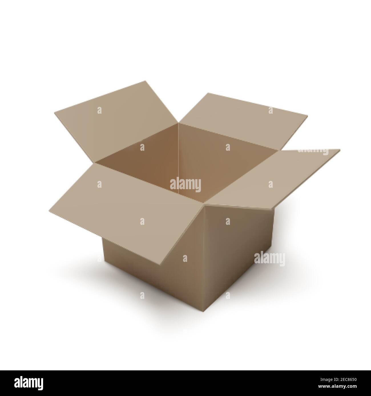 Open isometric box. Empty paper parcel. Realistic carton. Vector ...
