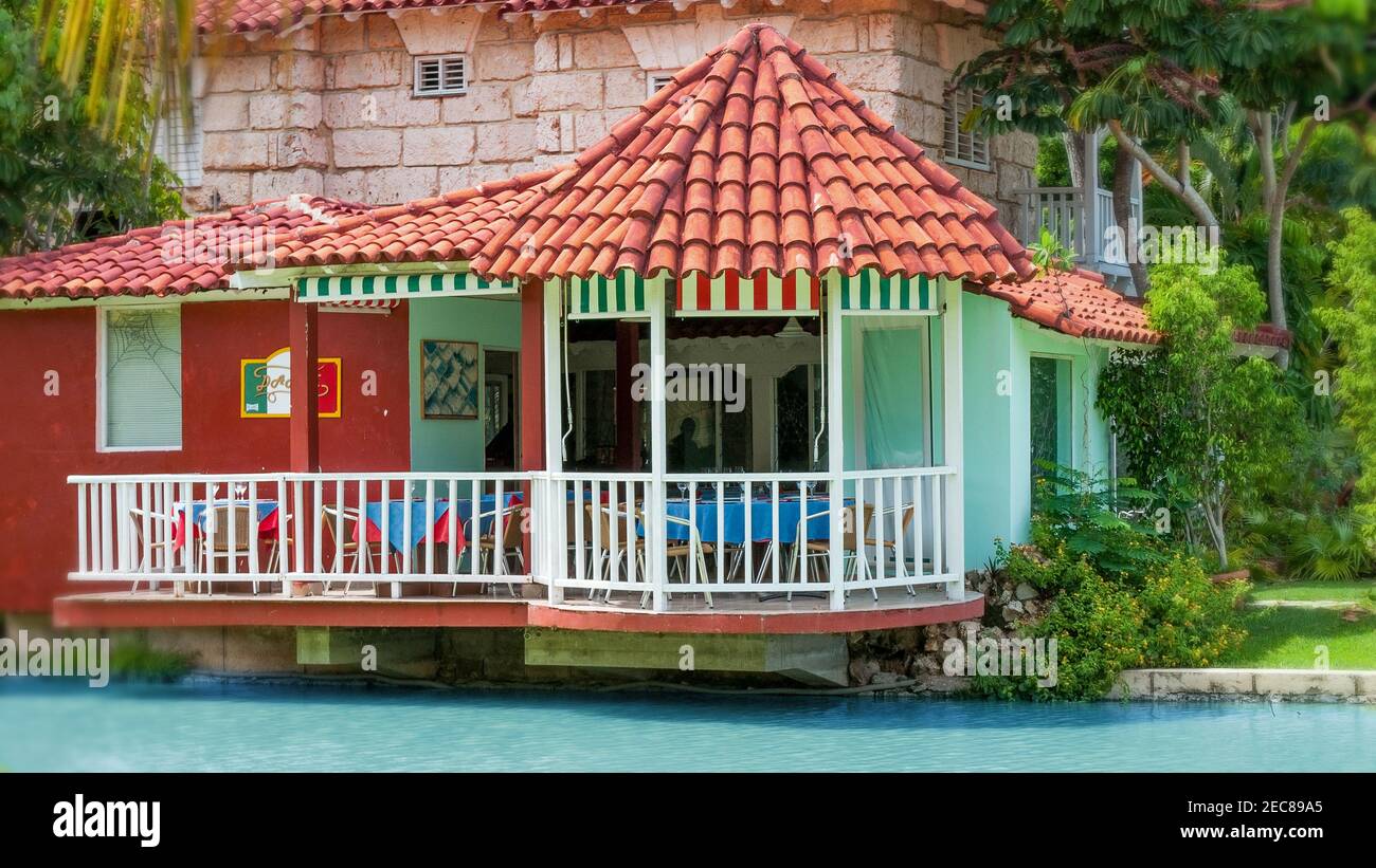 The Italian Restaurant in Josone Park, Varadero. Old vintage wood ...