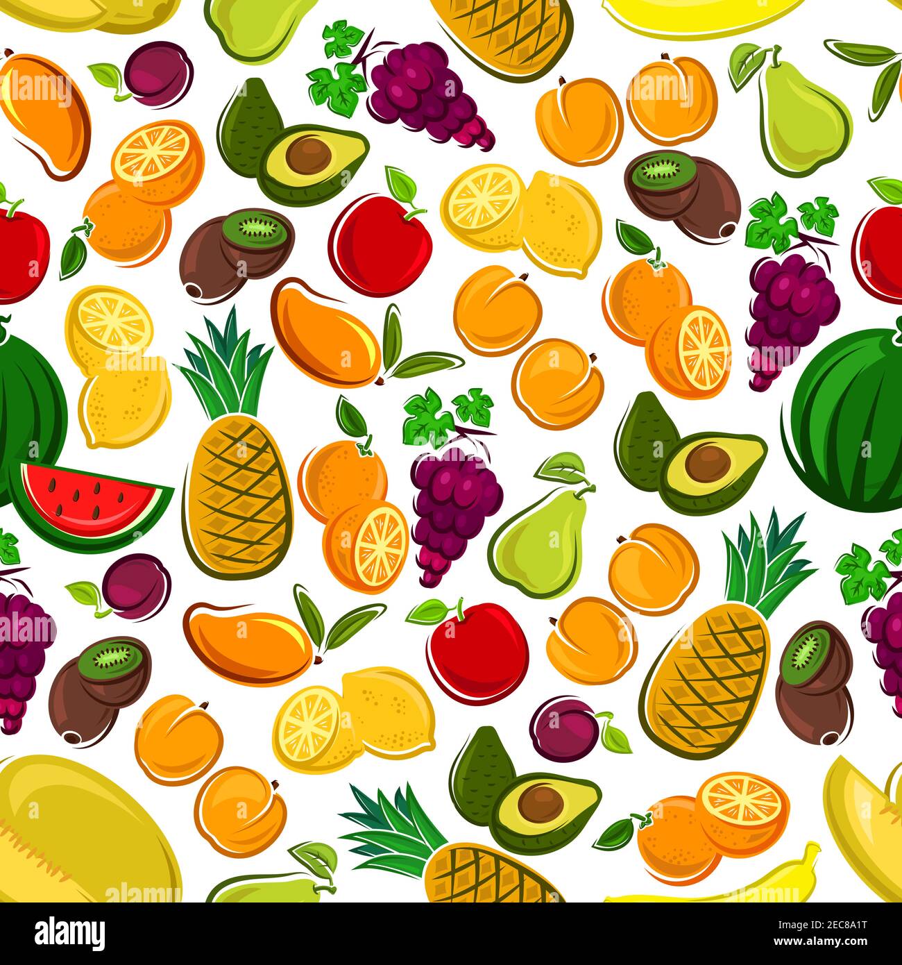 Fruits Seamless Background Wallpaper With Vector Pattern Icons Of