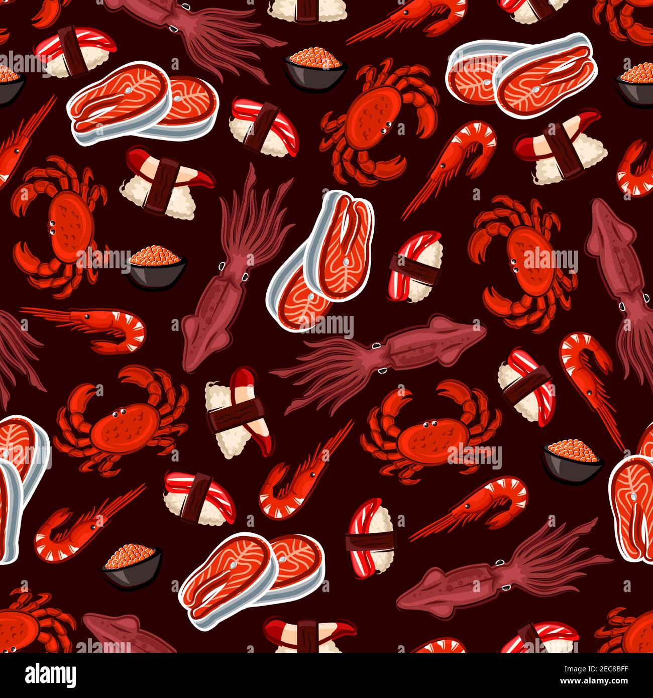 Seafood Red Background